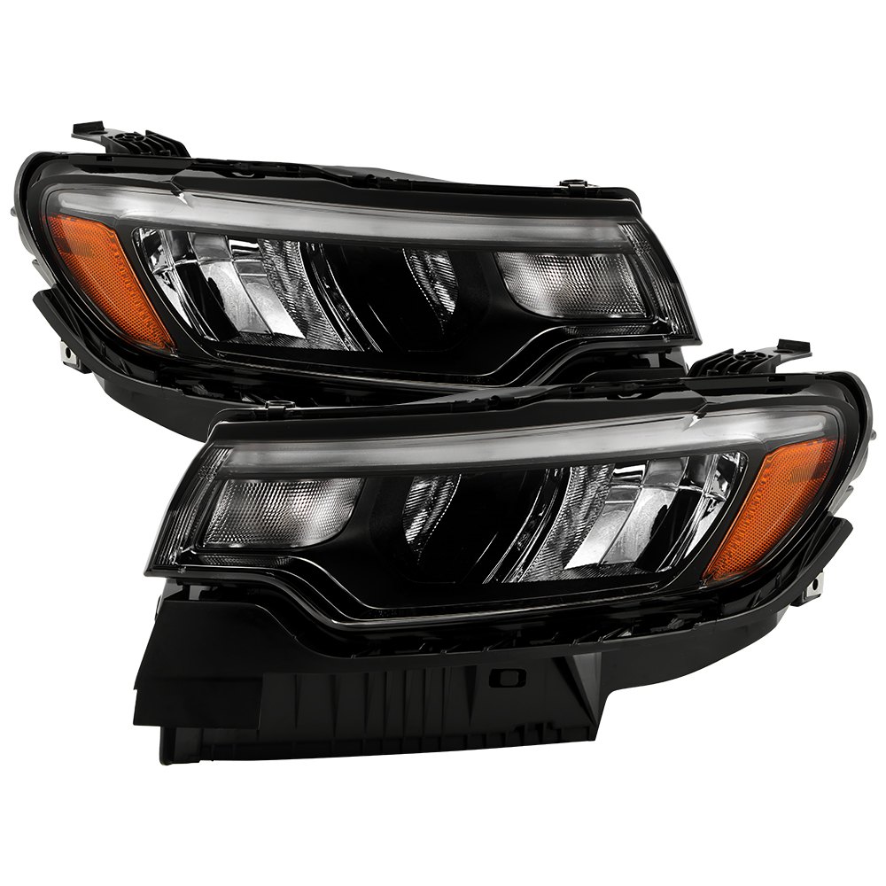 Spyder® PRO-JH-JCOM22-OEP-LED-BK - Driver and Passenger Side Black Factory Style LED Headlights ...
