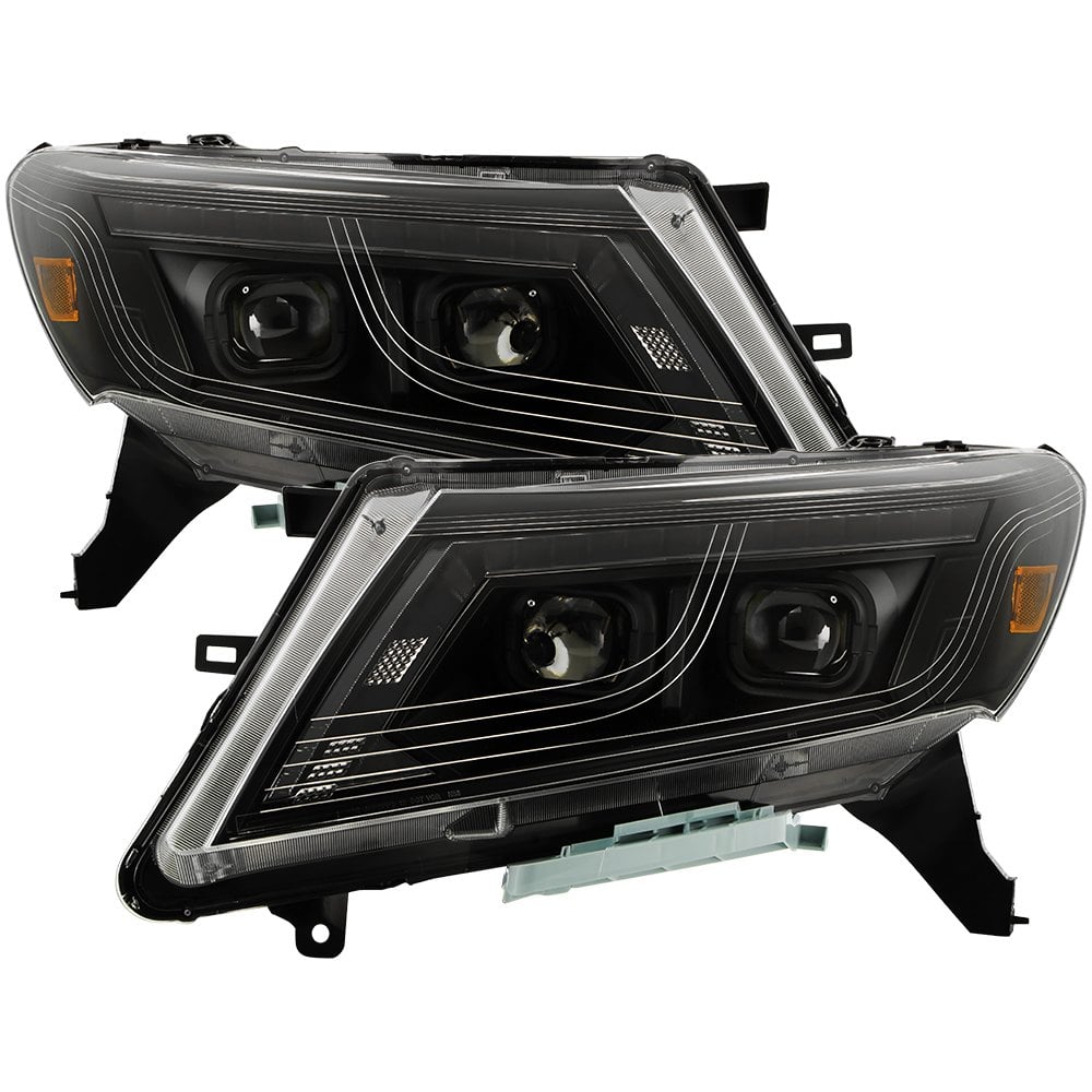 Spyder® PRO-JH-NP13-LB-BK - Driver and Passenger Side Black LED Light Tube Projector Headlights ...