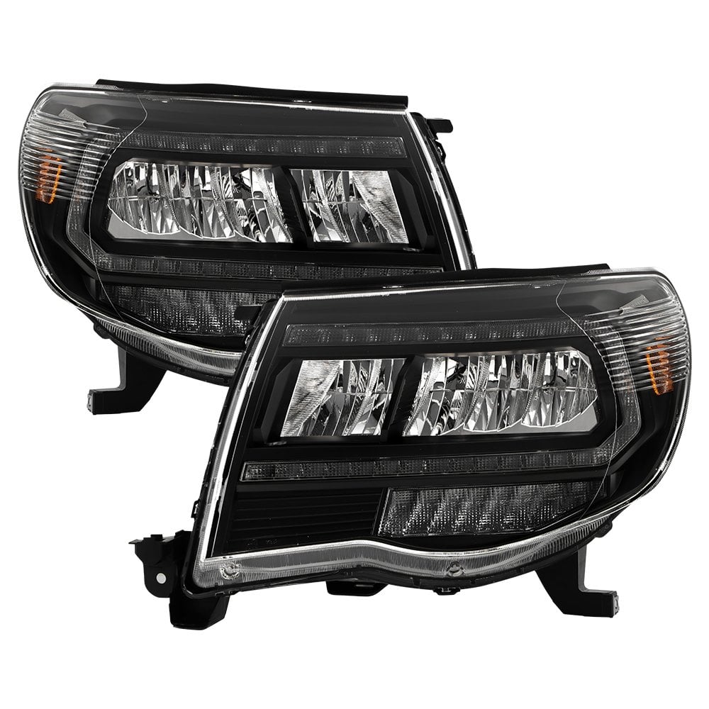 Spyder® PRO-JH-TTA05-FLED-BK - Driver and Passenger Side Black DRL Bar LED Headlights