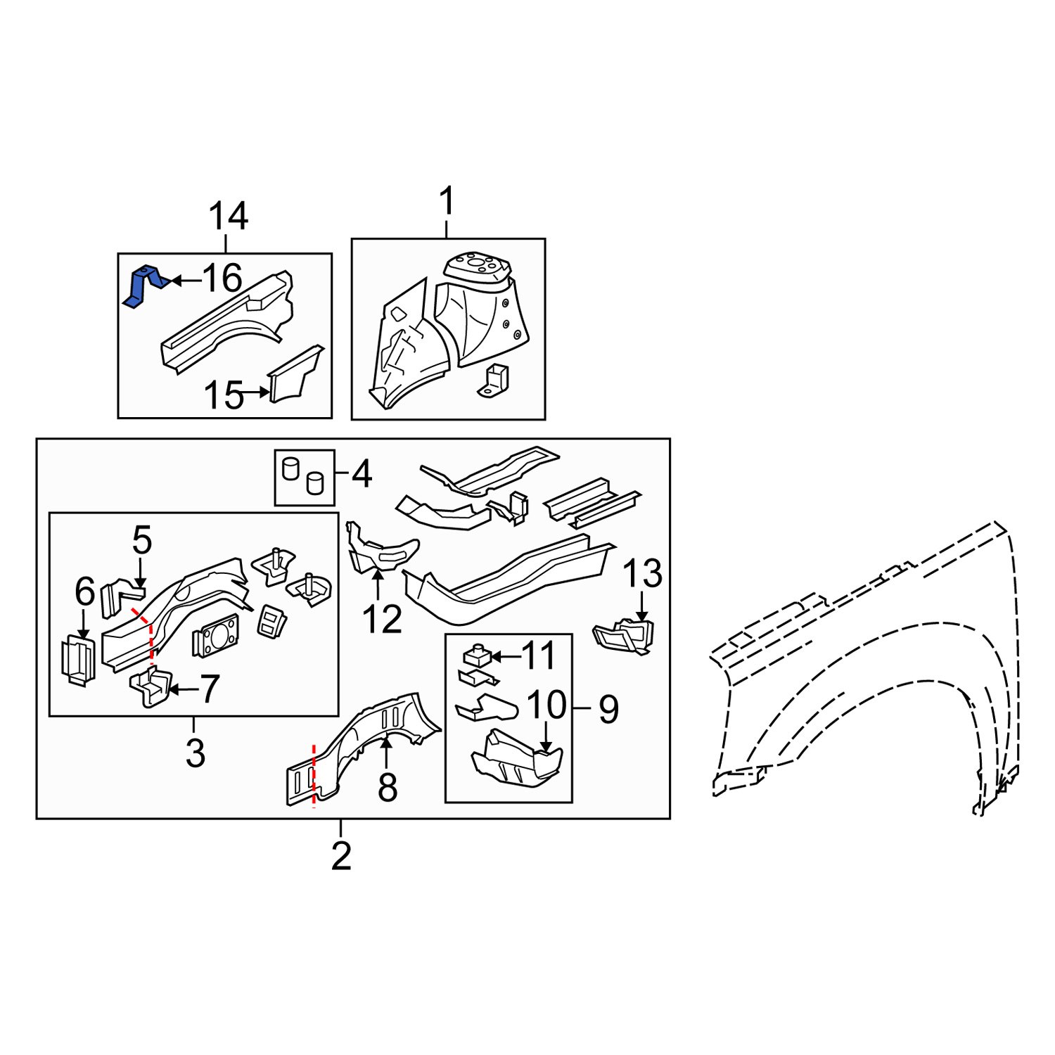 Suzuki OE 6413978J00 - Front Upper Fender Rail Bracket