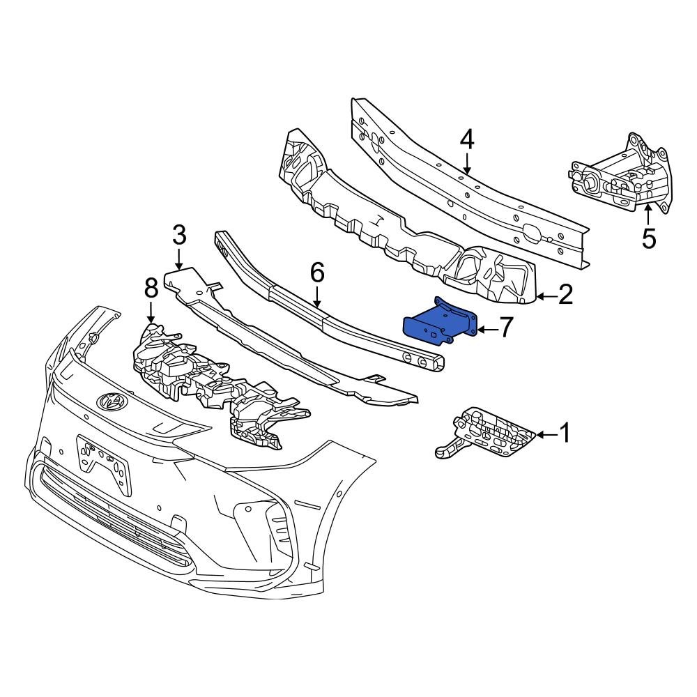Toyota OE 521030R100 - Front Left Bumper Cover Reinforcement Bracket