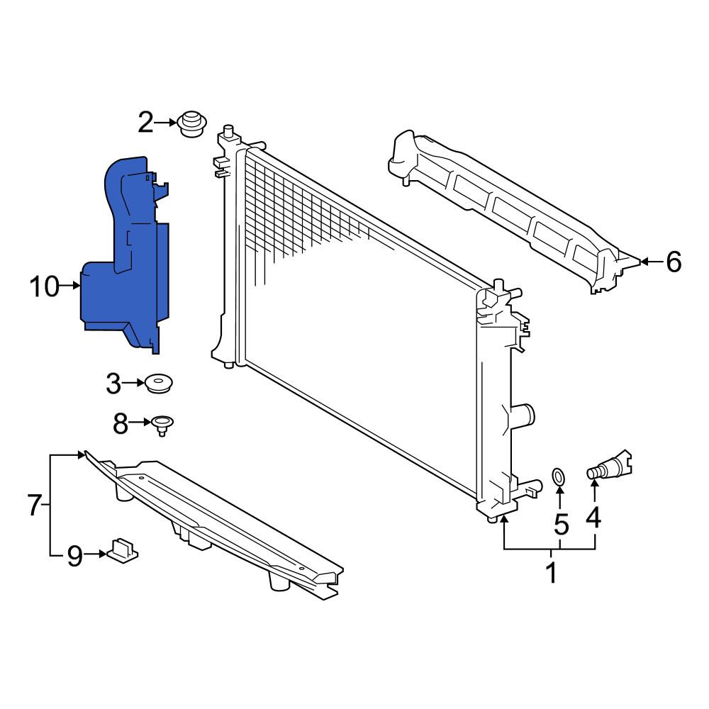 Toyota OE 16595F2160 - Front Left Radiator Support Baffle