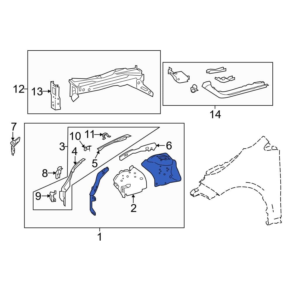 Toyota OE 537020A070 - Front Left Fender Apron Assembly