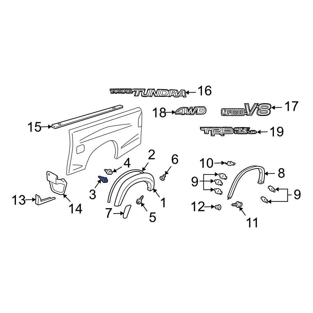 Toyota OE 9090467036 - Front Fender Flare Clip