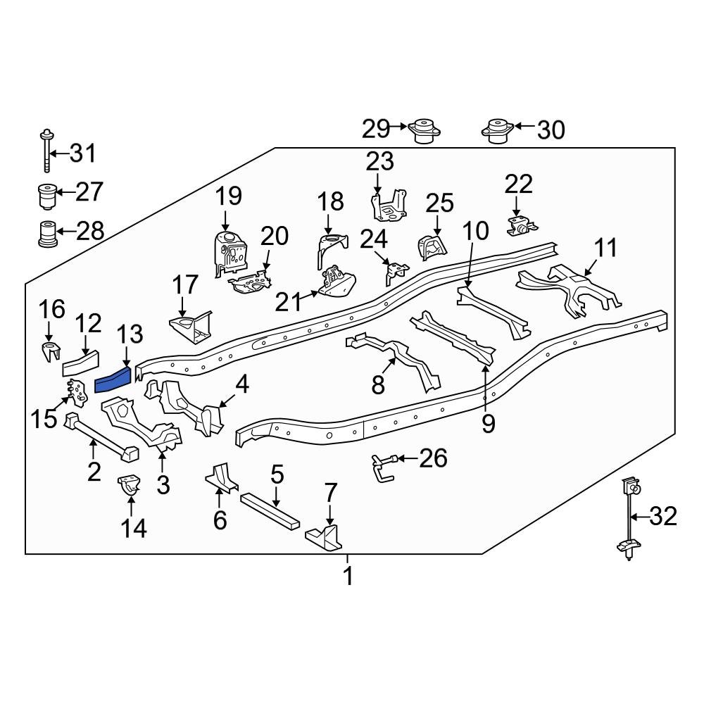 Toyota OE 572010C010 - Right Inner Frame Rail End