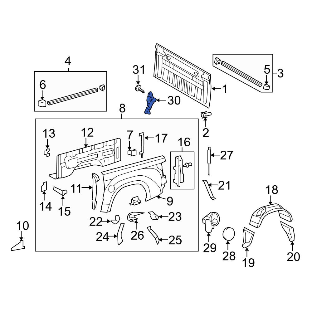 Toyota OE 661100C020 - Rear Right Inner Tailgate Hinge