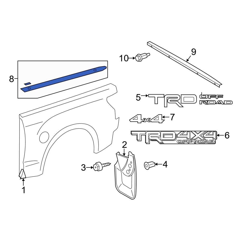 Toyota OE 662480C091 - Rear Right Upper Truck Bed Molding