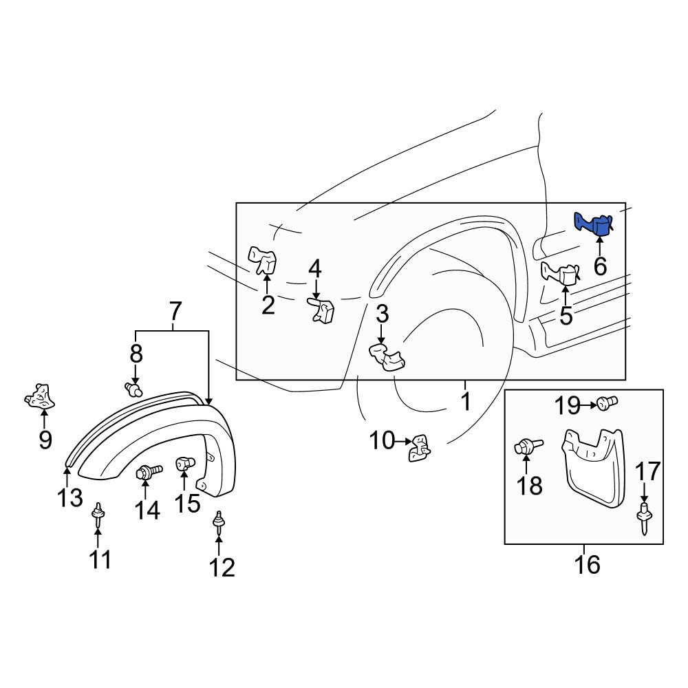 Toyota OE 7503935060 - Front Wheel Arch Molding Clip