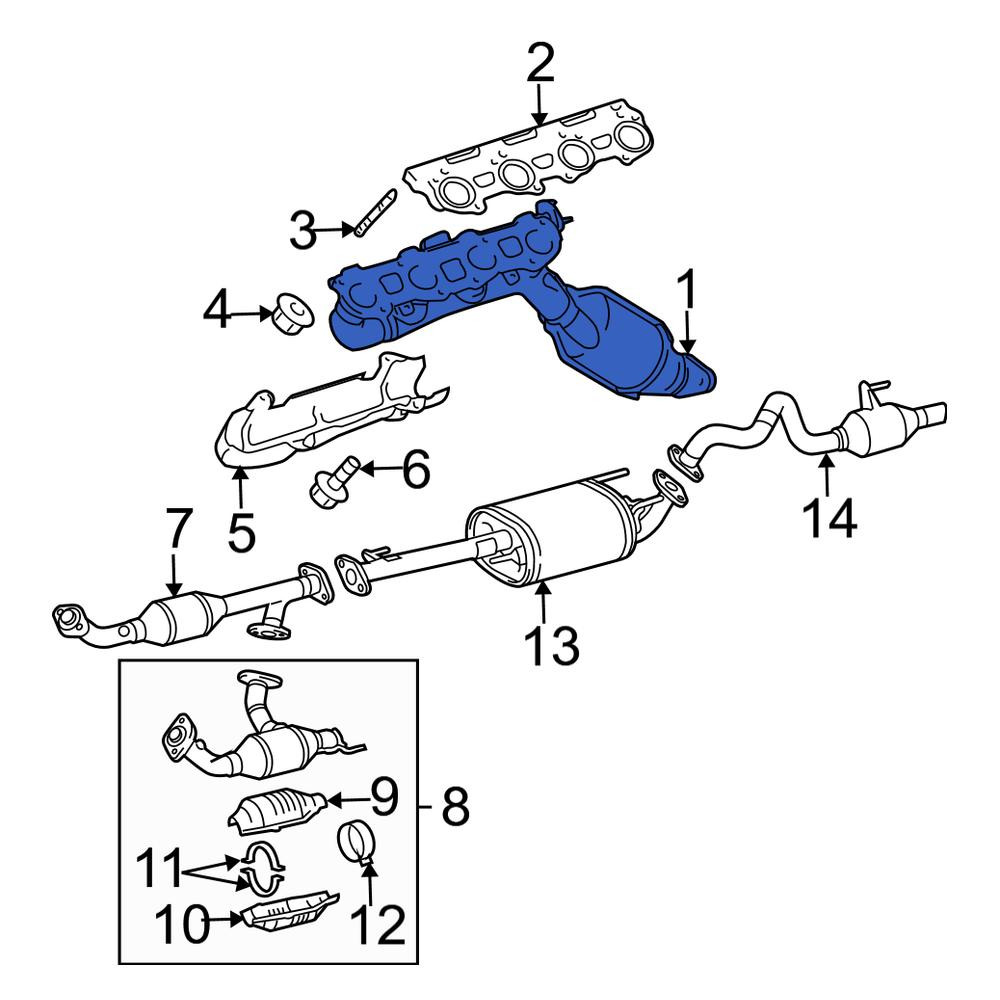 Toyota OE 1715050050 - Left Catalytic Converter with Integrated Exhaust ...