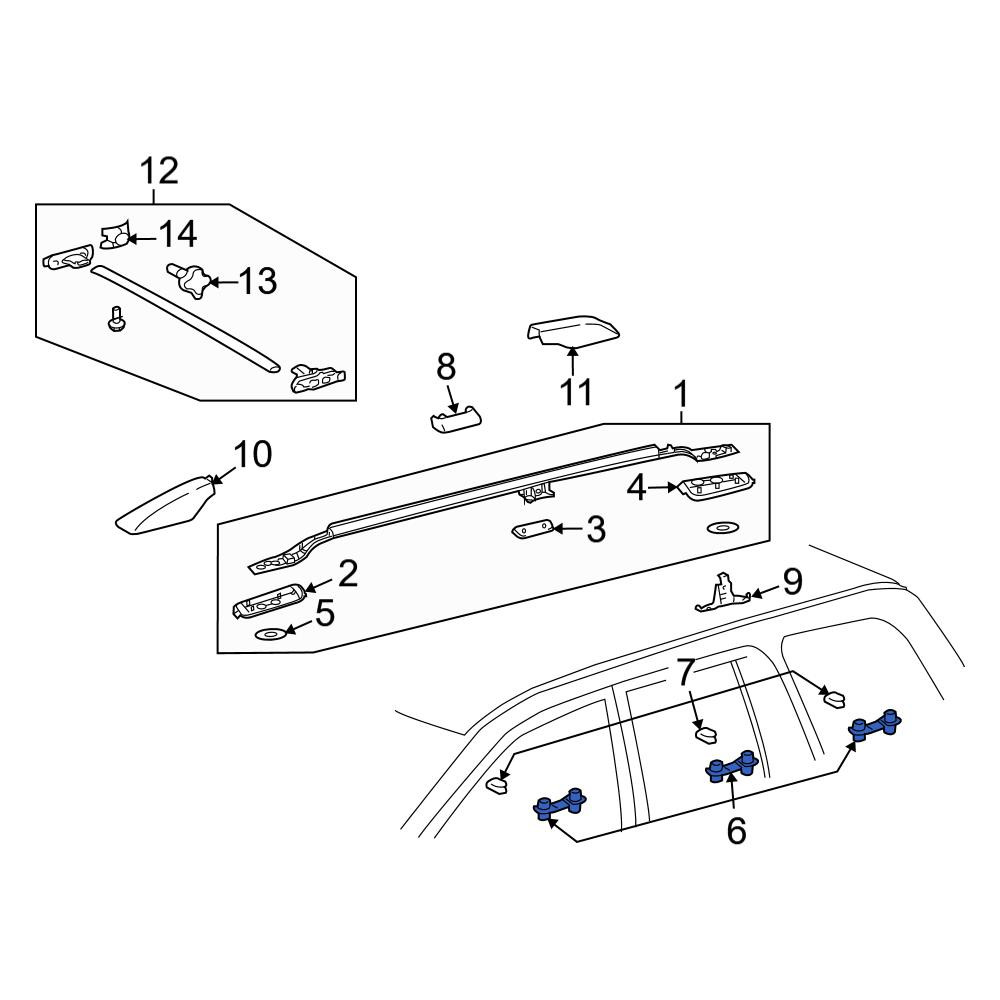Toyota OE 6318760040 - Roof Luggage Carrier Side Rail Bracket