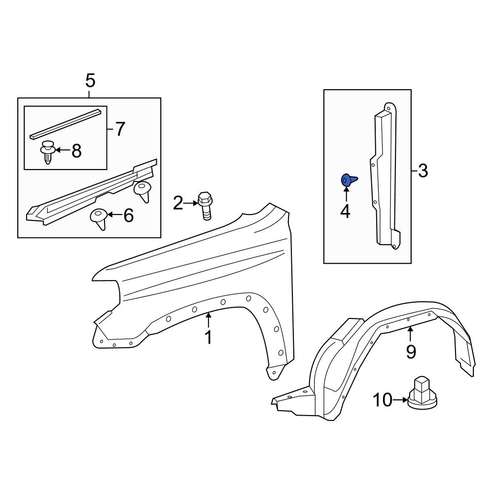 Toyota OE 5385747011 - Fender Filler Panel Clip