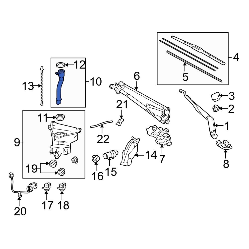 Toyota OE 8530160110 - Front Washer Fluid Reservoir Filler Pipe