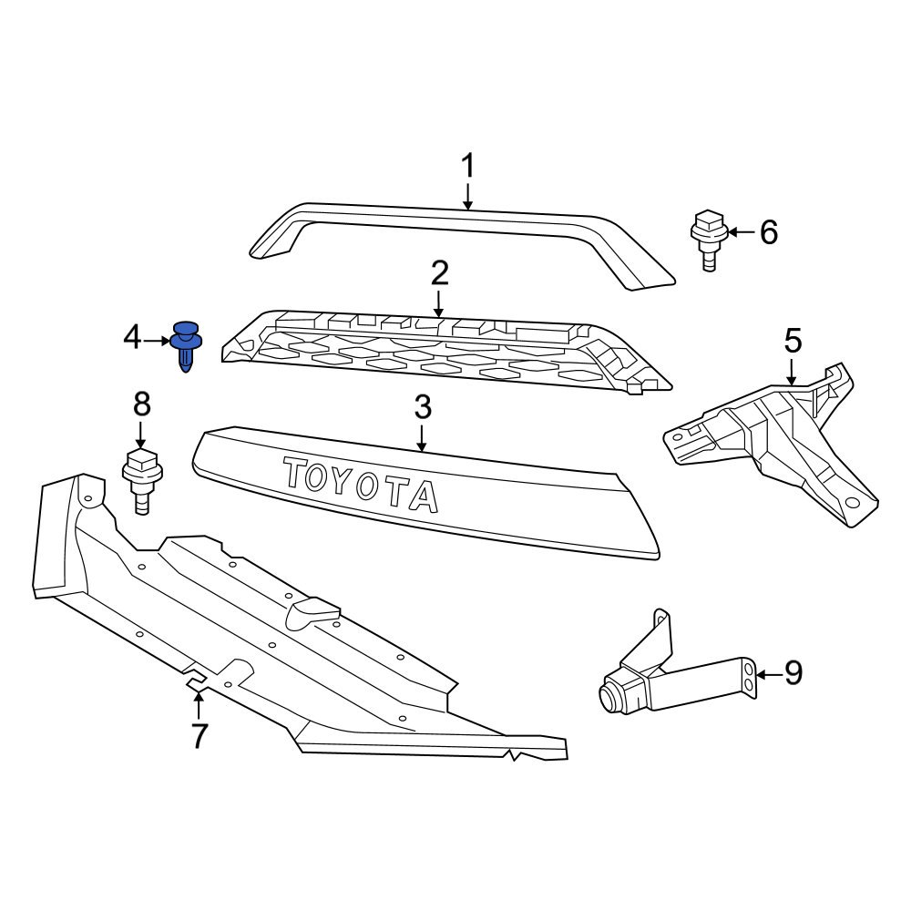 Toyota OE 5216102020 - Bumper Cover Support Rail Clip
