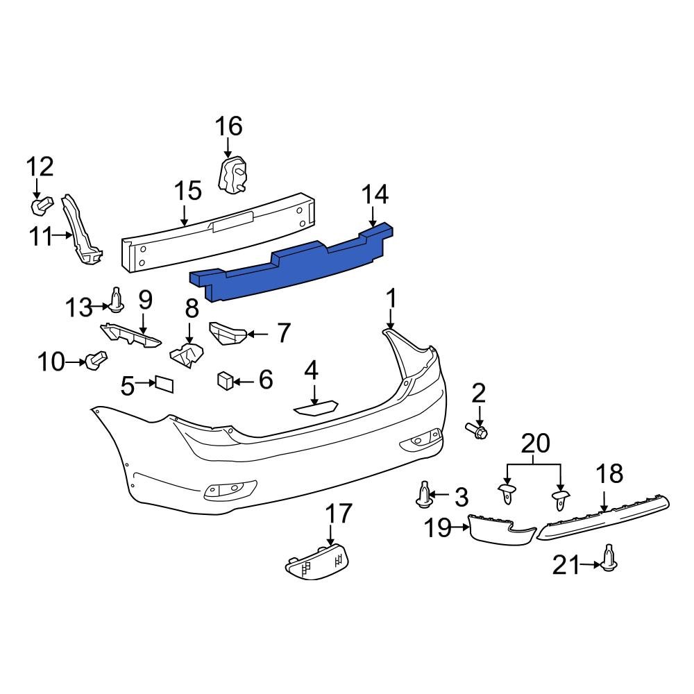 Toyota OE 5261502150 - Rear Bumper Impact Absorber