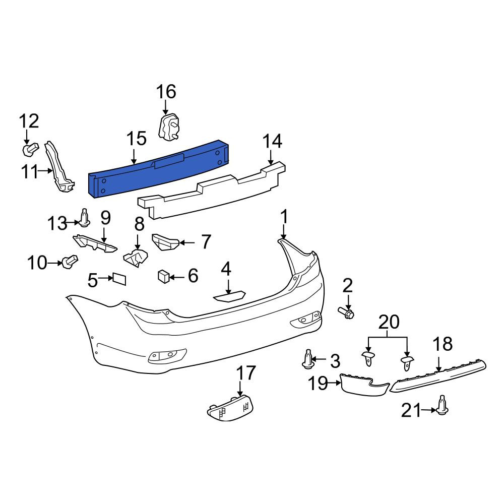 Toyota OE 5202302130 - Rear Bumper Cover Reinforcement Beam