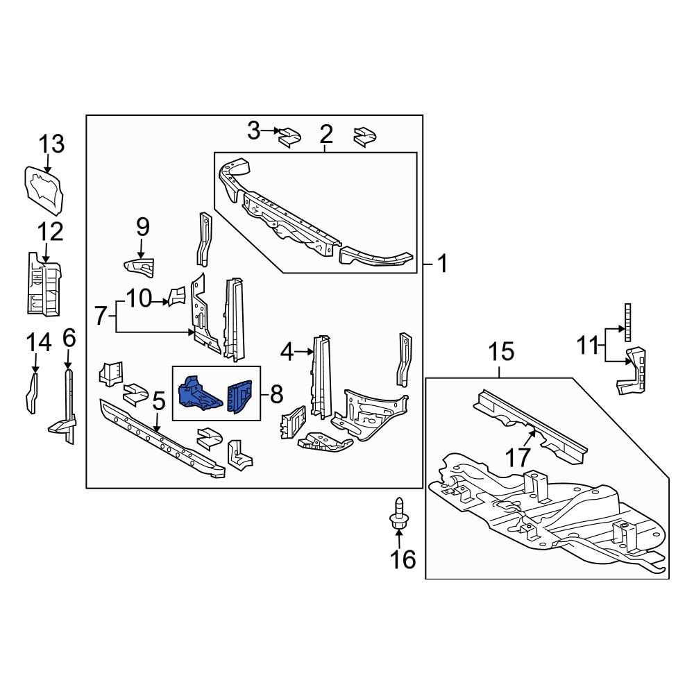 Toyota OE 537250C901 - Front Right Lower Radiator Support Panel ...