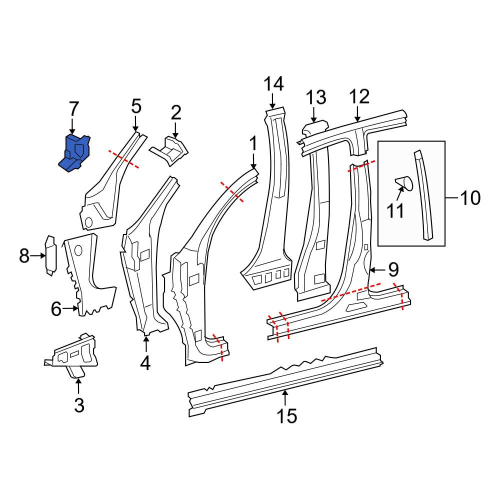 Toyota OE 611420C010 - Left Body A-Pillar Bracket
