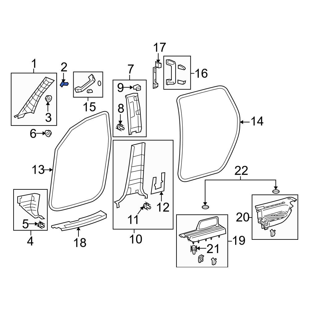 Toyota OE 6221704010 - Body A-Pillar Trim Panel Clip