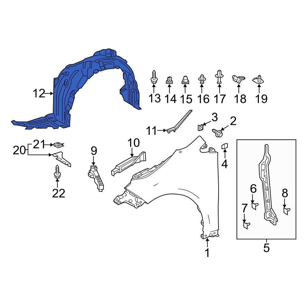 Toyota OE 5380512100 - Front Right Fender Splash Shield