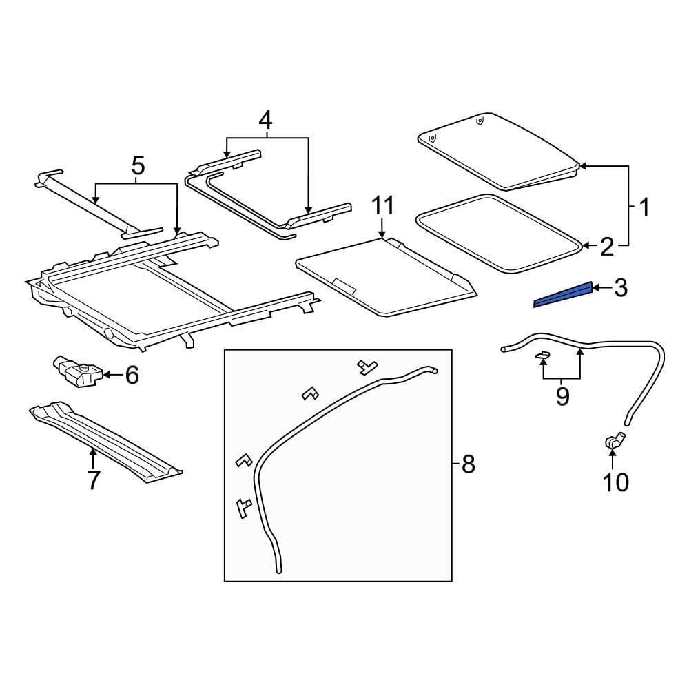 Toyota OE 632170E070 - Sunroof Molding