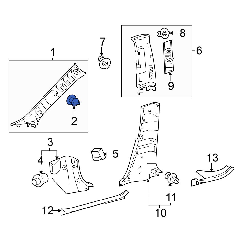 Toyota OE 6221742050 - Body A-Pillar Trim Panel Clip