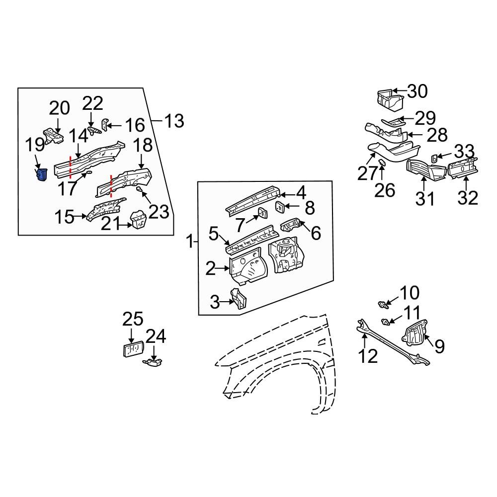 Toyota OE 570210E050 - Front Right Bumper Impact Bar Bracket