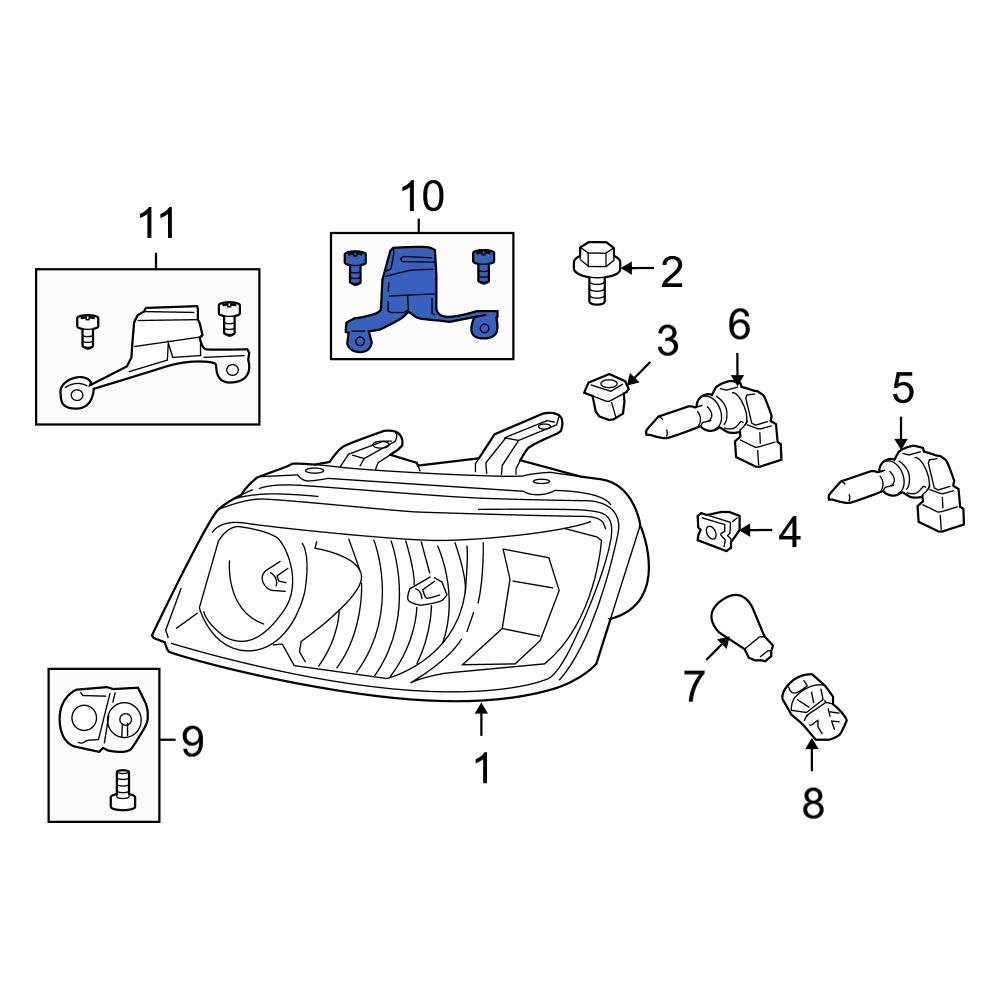 Toyota OE 8119448020 - Left Upper Headlight Mounting Kit