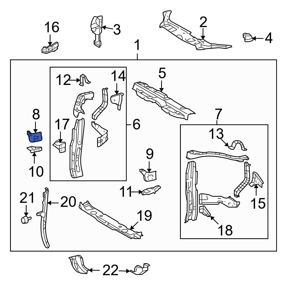 Toyota OE 572250E040 - Right Radiator Support Panel Reinforcement