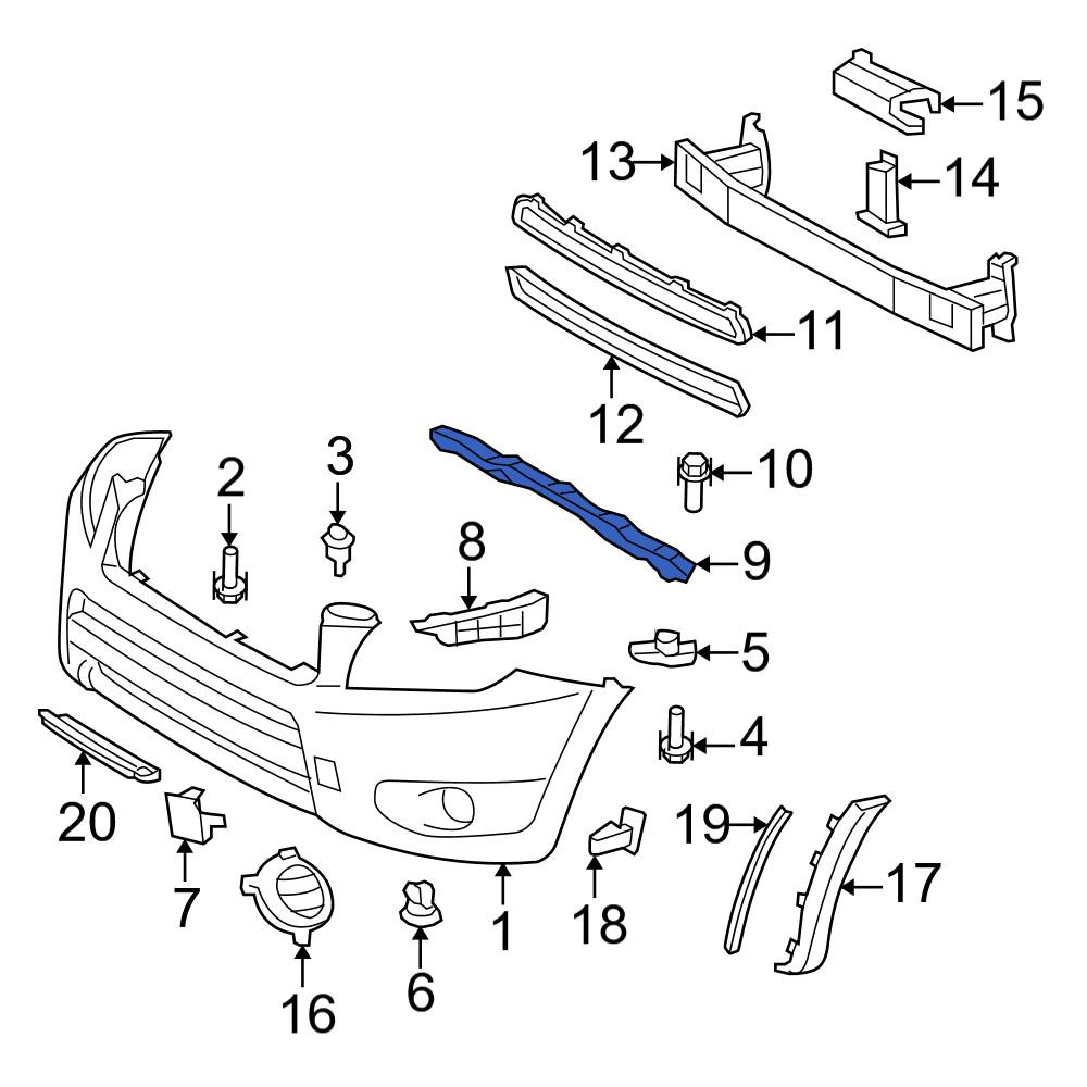 Toyota OE 520290R010 - Front Upper Bumper Cover Support Rail