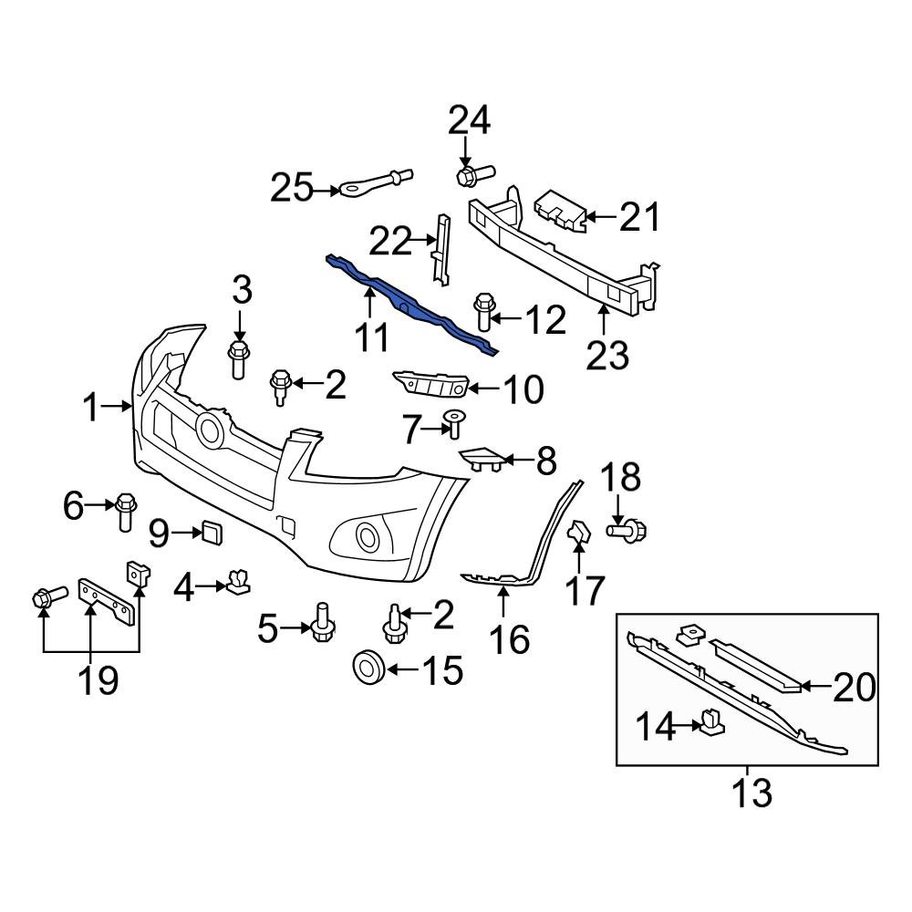 Toyota OE 520290R010 - Front Upper Bumper Cover Support Rail