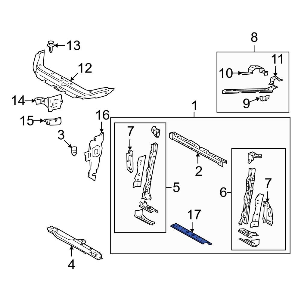 Toyota OE 537430R010 - Right Radiator Support Panel Reinforcement