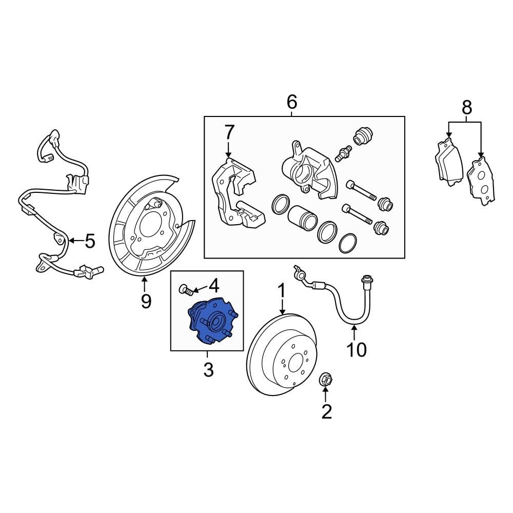 Toyota OE 424100R010 - Rear Right Wheel Bearing and Hub Assembly