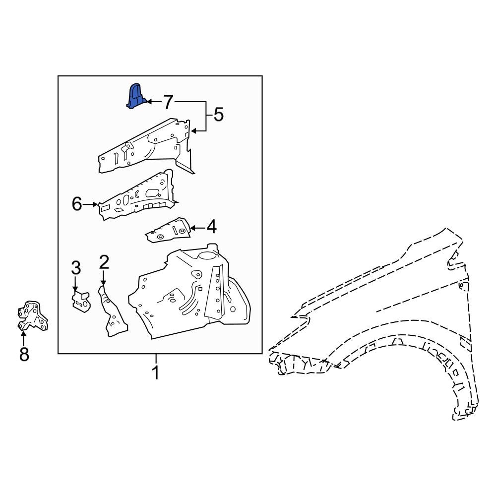Toyota OE 5371542020 - Right Fender Rail Bracket