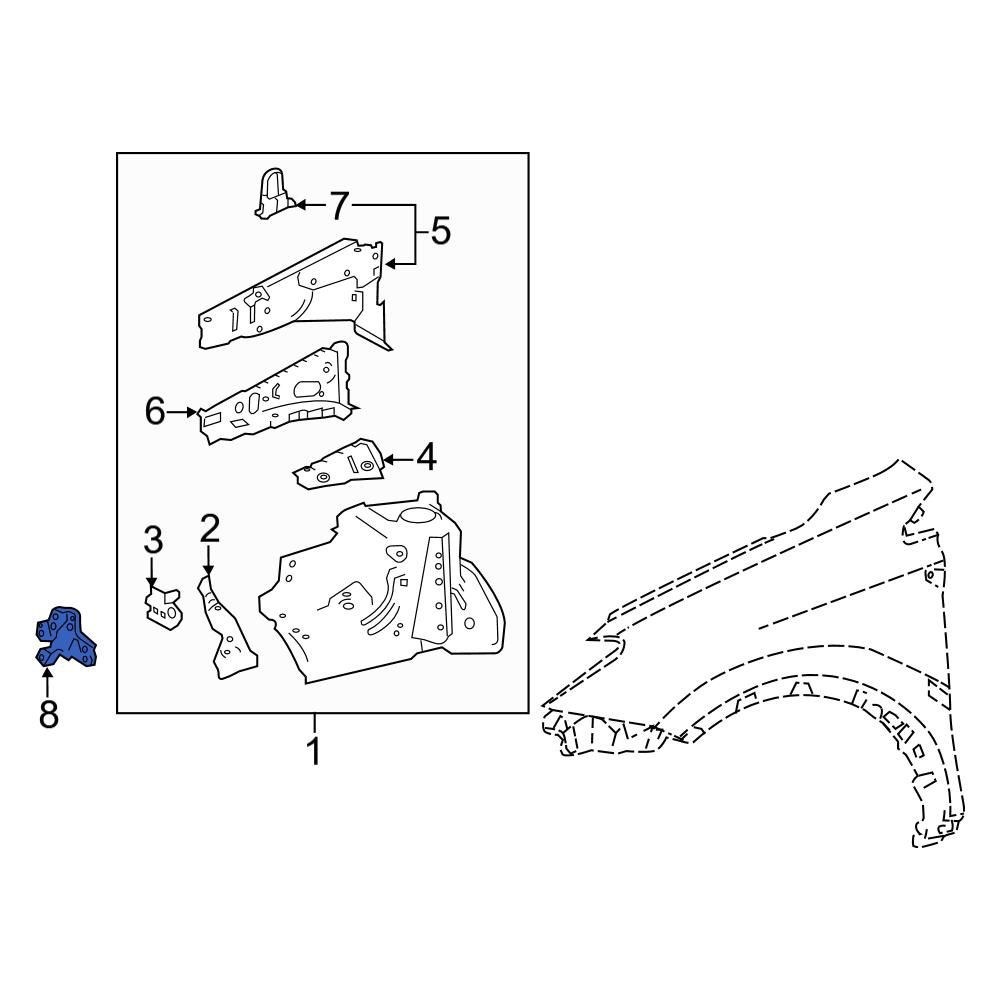 Toyota OE 5380442010 - Left Fender Brace