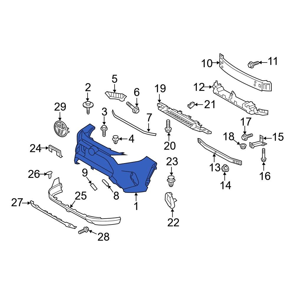 Toyota OE 521190R920 - Front Upper Bumper Cover