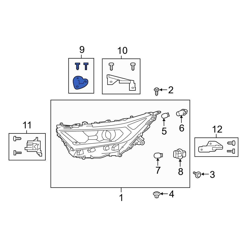 Toyota OE 8119442050 - Front Left Upper Inner Headlight Hardware Kit