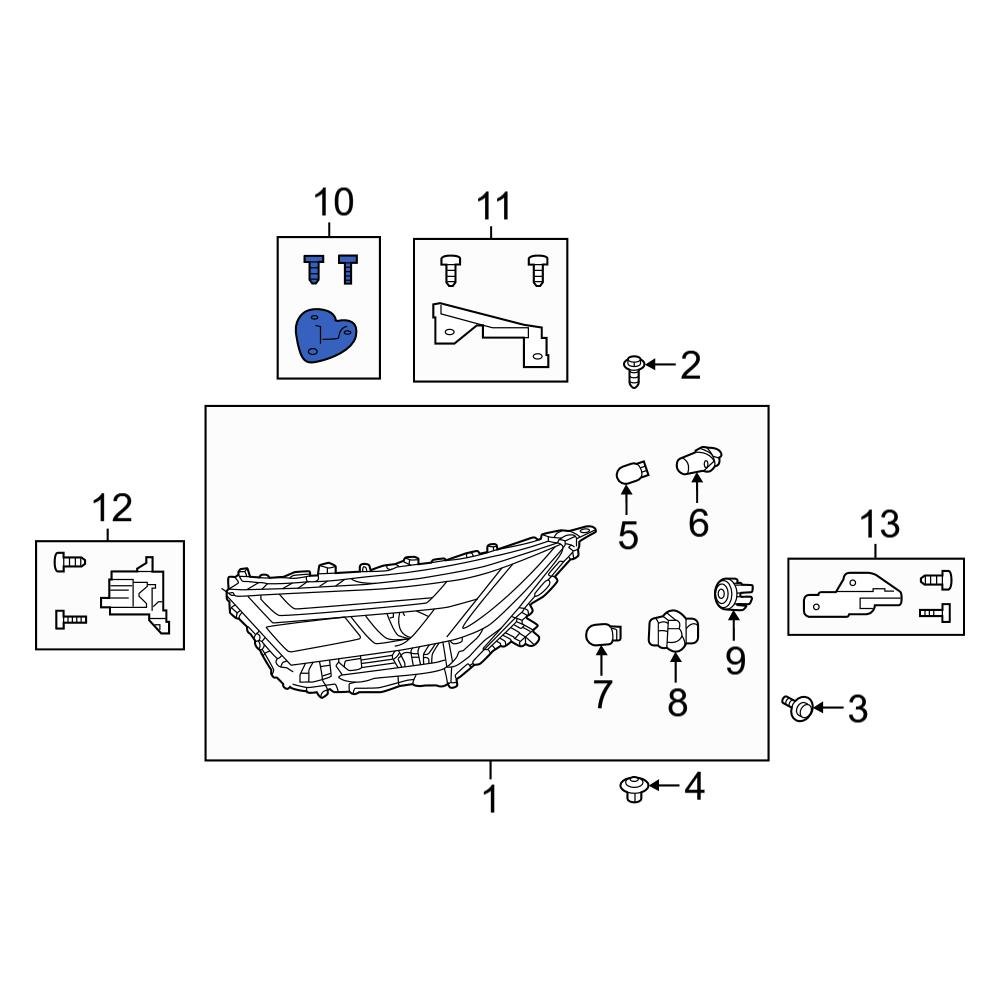 Toyota OE 8119442050 - Front Left Upper Inner Headlight Hardware Kit