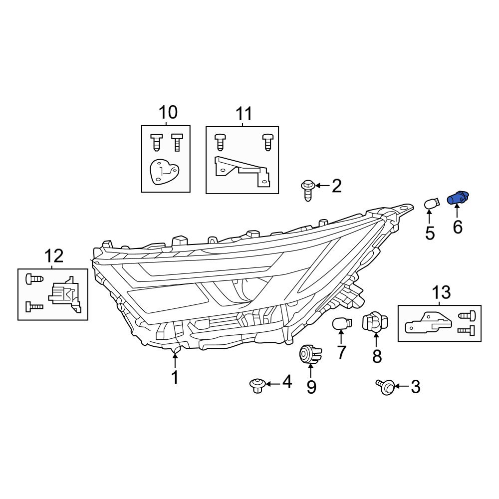 Toyota OE 8119442050 - Front Left Upper Inner Headlight Hardware Kit