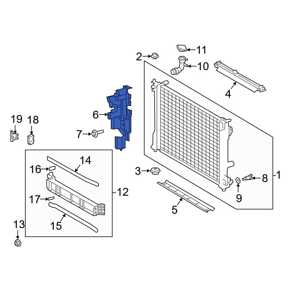 Toyota OE 16595F0140 - Front Left Radiator Support Baffle
