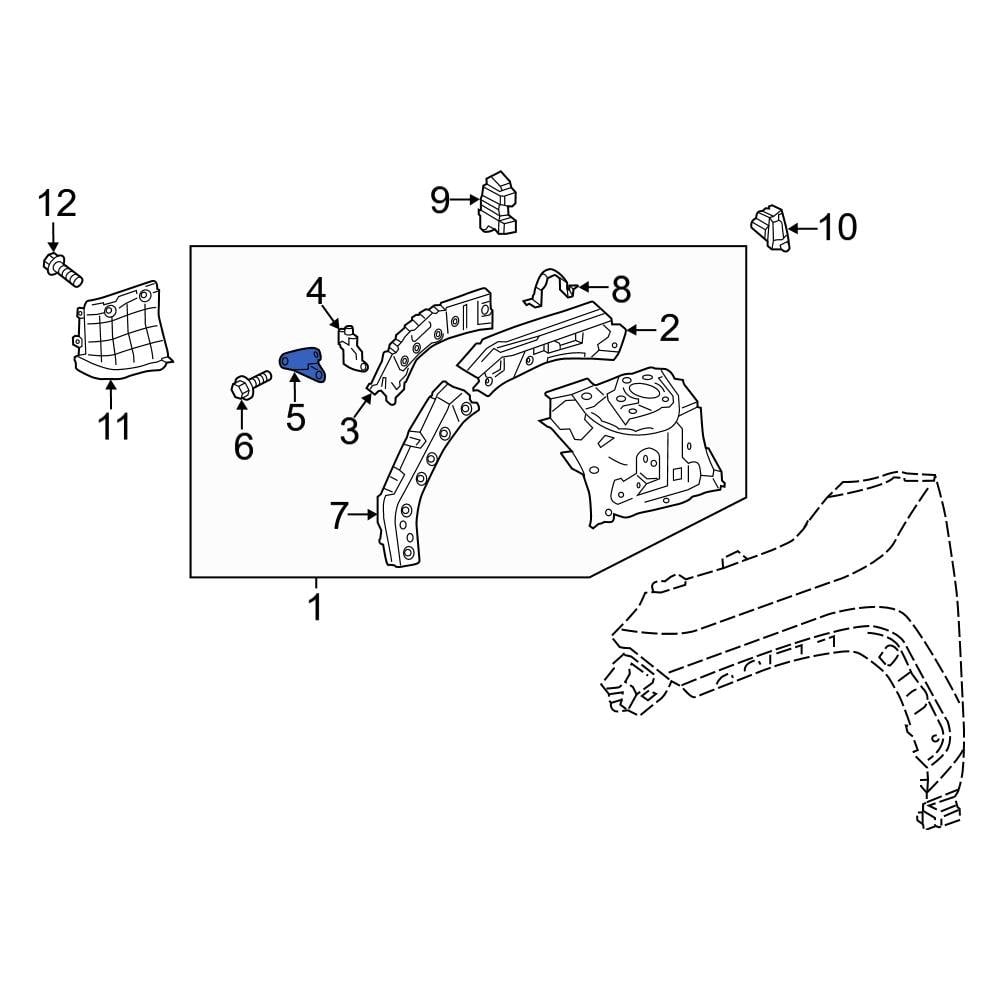 Toyota OE 538350R050 - Right Fender Rail Reinforcement Bracket
