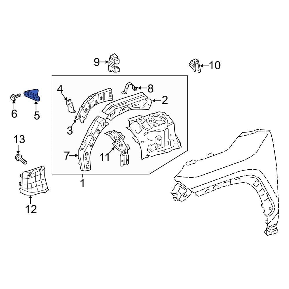 Toyota OE 538360R040 - Left Fender Rail Reinforcement Bracket