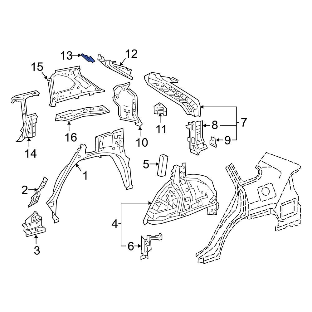 Toyota OE 6171742030 - Right Quarter Panel Extension Bracket
