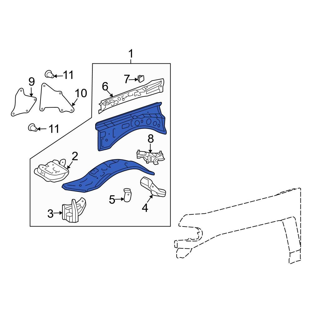 Toyota OE 5370235A12 - Front Left Fender Apron Assembly