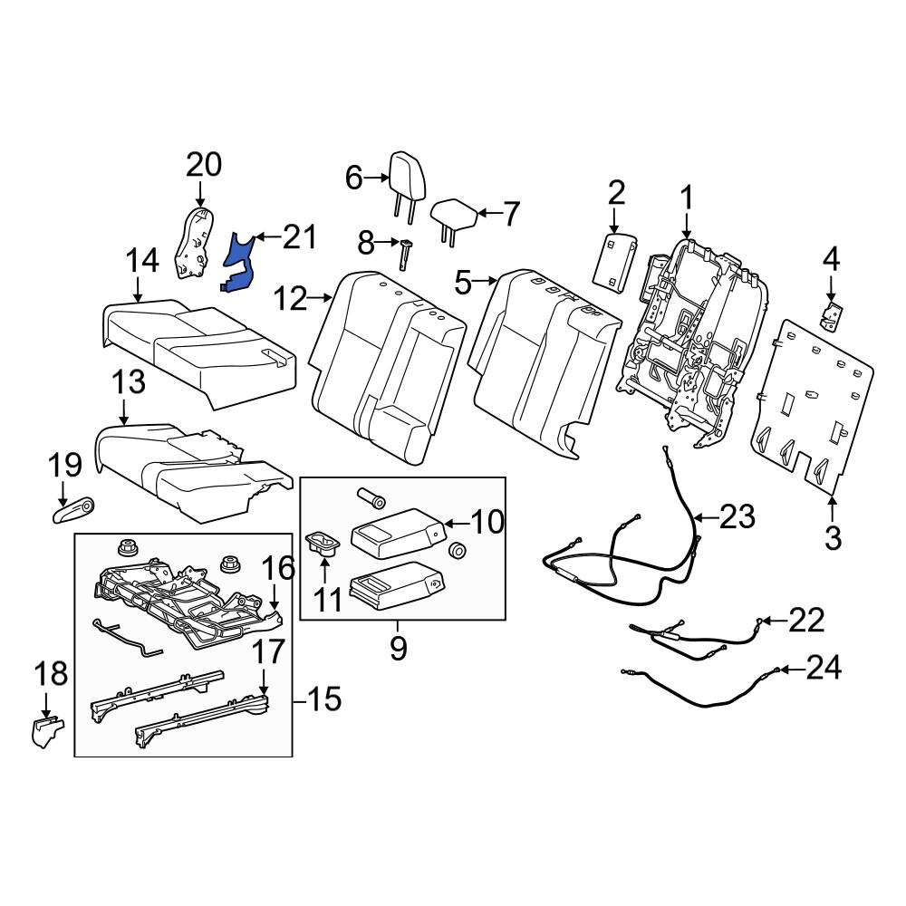 Toyota OE 725510E040A0 - Center Right Outer Seat Hinge Cover