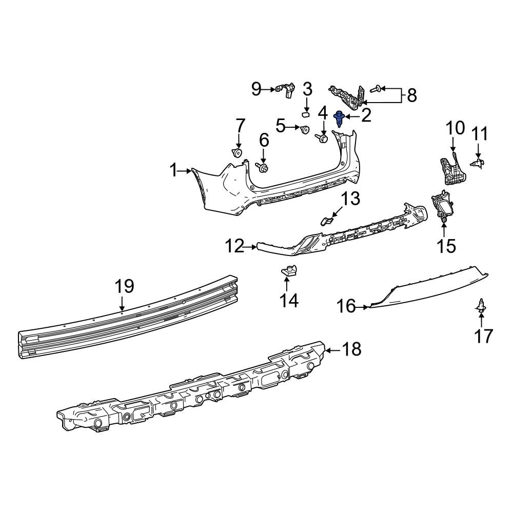 Toyota OE 7682960020 - Rear Upper Bumper Cover Retainer