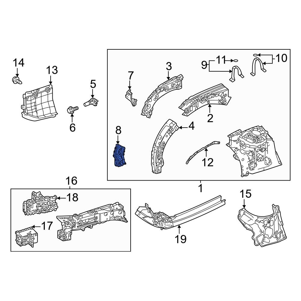 Toyota OE 537870E010 - Front Right Lower Fender Gusset