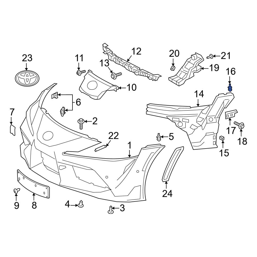 Toyota OE 90118WA060 - Bumper Cover Stay Clip