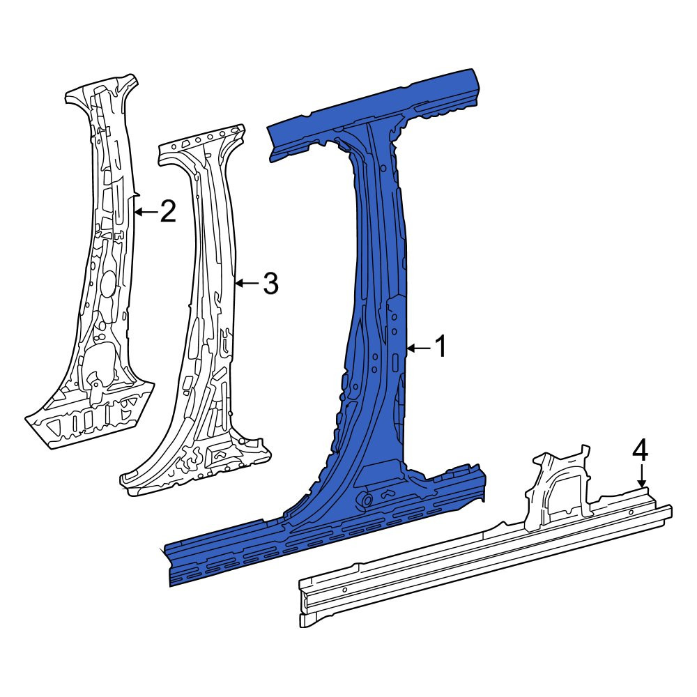 Toyota OE 61312AK010 - Left Body B-Pillar and Rocker Panel