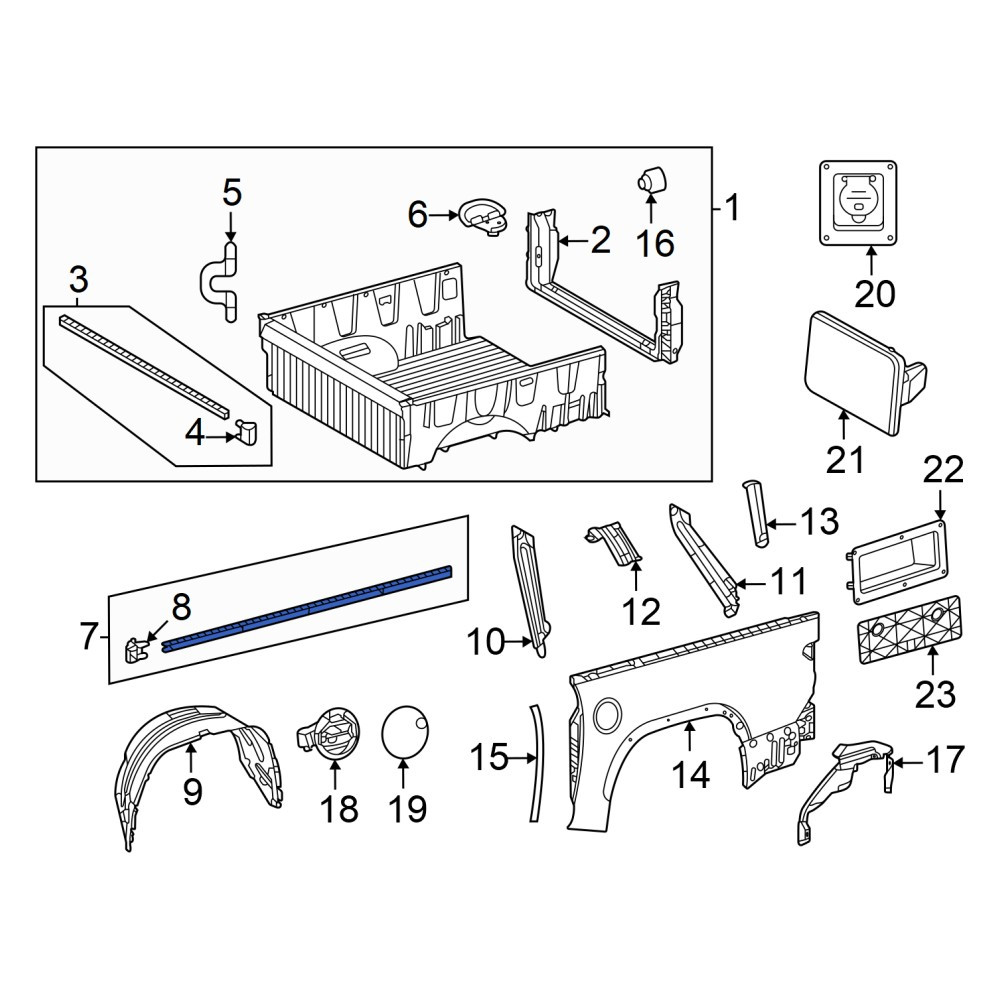Toyota OE 65335AK010 - Rear Outer Truck Bed Side Rail