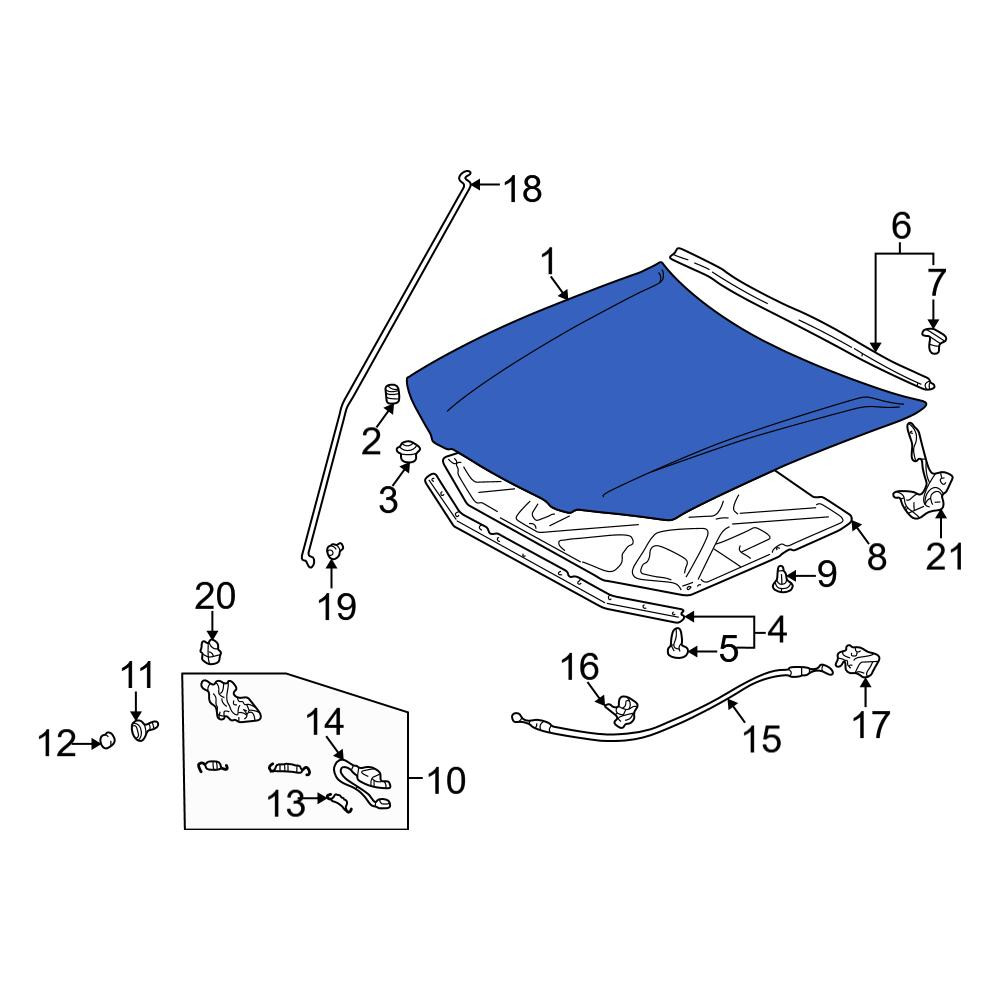 Toyota OE 53301AA040 - Front Hood Panel